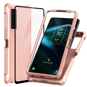 ailiber for tcl stylus 5g case, tcl stylus 5g(t779w) phone case with screen protector, dual layer protection, shockproof corners tpu bumper, military grade protective cover for tcl stylus 5g-rose gold