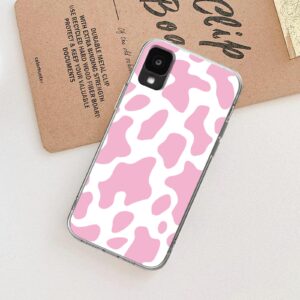 JANENFNA Case for Alcatel TCL 30 Z T602DL, Clear Soft Flexible TPU Phone Case for TCL 30Z T602DL 6.1", Lightweight Shockproof Anti-Scratch Cover for TCL 30Z / TCL 30LE, Pink Cow Prints