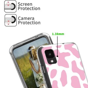 JANENFNA Case for Alcatel TCL 30 Z T602DL, Clear Soft Flexible TPU Phone Case for TCL 30Z T602DL 6.1", Lightweight Shockproof Anti-Scratch Cover for TCL 30Z / TCL 30LE, Pink Cow Prints