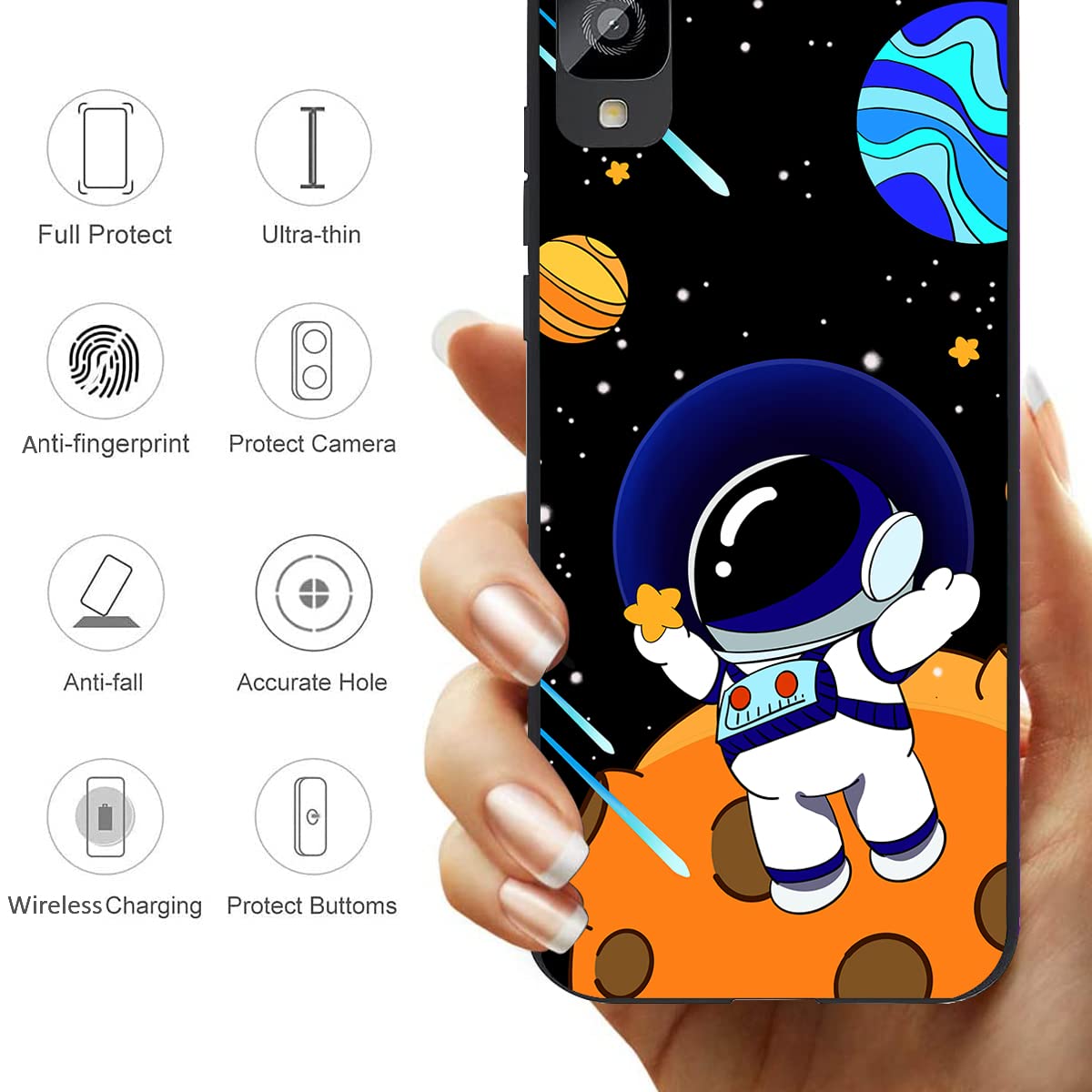 Bestrella Case for TCL 30Z Phone Case TCL 30 Z Shockproof Full Body Protection Case (Astronaut)