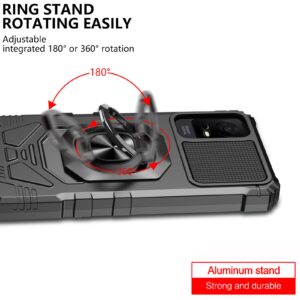 Ailiber Case for TCL ION V, TCL ION X Phone Case with Tempered Glass Screen Protector, Ring Kickstand for Magnetic Car Mount, Military Grade, Heavy Duty Shockproof Phone Cover for TCL IONX/IONV-Black