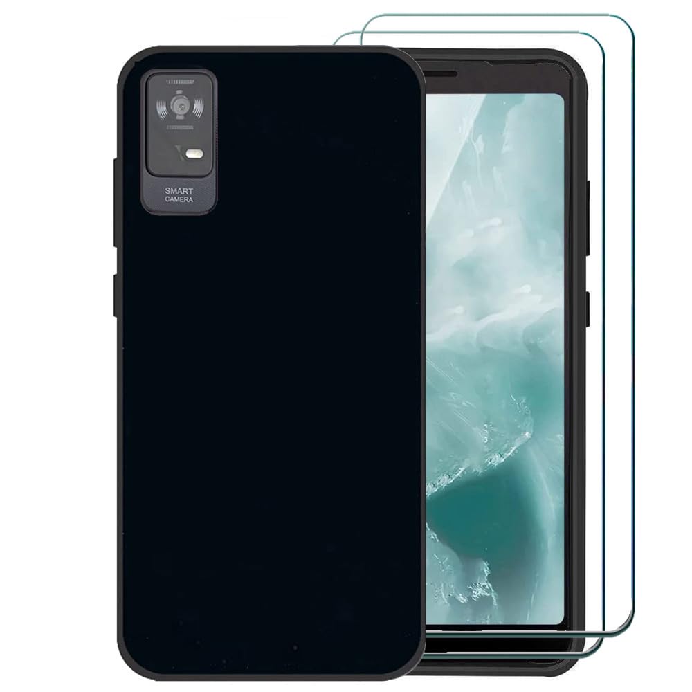 Ranyi for TCL ION V Case with Screen Protector, TCL ION X Case, Black Slim Flexible TPU Case with Screen Protector Shock Absorbing Protection Silicone Case Cover for TCL ION V/TCL ION X T607DL 2023