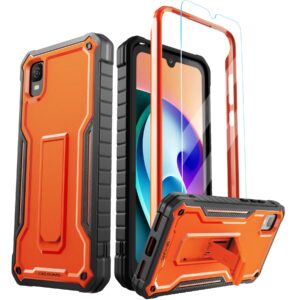 exoguard for tcl 30z case, tcl 30 le case, rubber shockproof full-body cover case come with a tempered glass screen protector and kickstand (orange)