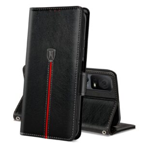 for tcl 40 xl / tcl 40xl case, magnetic leather card slots tcl 40 xl wallet phone case, flip silicone tpu bumper protective cover with kickstand, shockproof folio book case for tcl 40 xl black