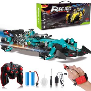 ruxrcni gesture sensing remote control car, f1 rc stunt car 1:14 scale 4wd 2.4ghz 360° rotating rc cars toy for kids with spray lights rc drift car boys girls gifts birthday xmas for 6-12 year old