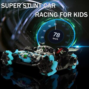 Ruxrcni Gesture Sensing Remote Control Car, F1 RC Stunt Car 1:14 Scale 4WD 2.4GHz 360° Rotating RC Cars Toy for Kids with Spray Lights RC Drift Car Boys Girls Gifts Birthday Xmas for 6-12 Year Old