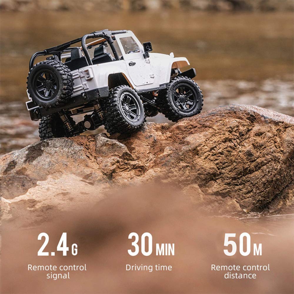 GoolRC f1 rc car, 1/14 Scale 2.4ghz Remote Control car, 4wd 30km/h high Speed Racing car, All terrains Off Road rc Monster Vehicle Truck Crawler with led Light for Kids and Adults (White Hardtop)