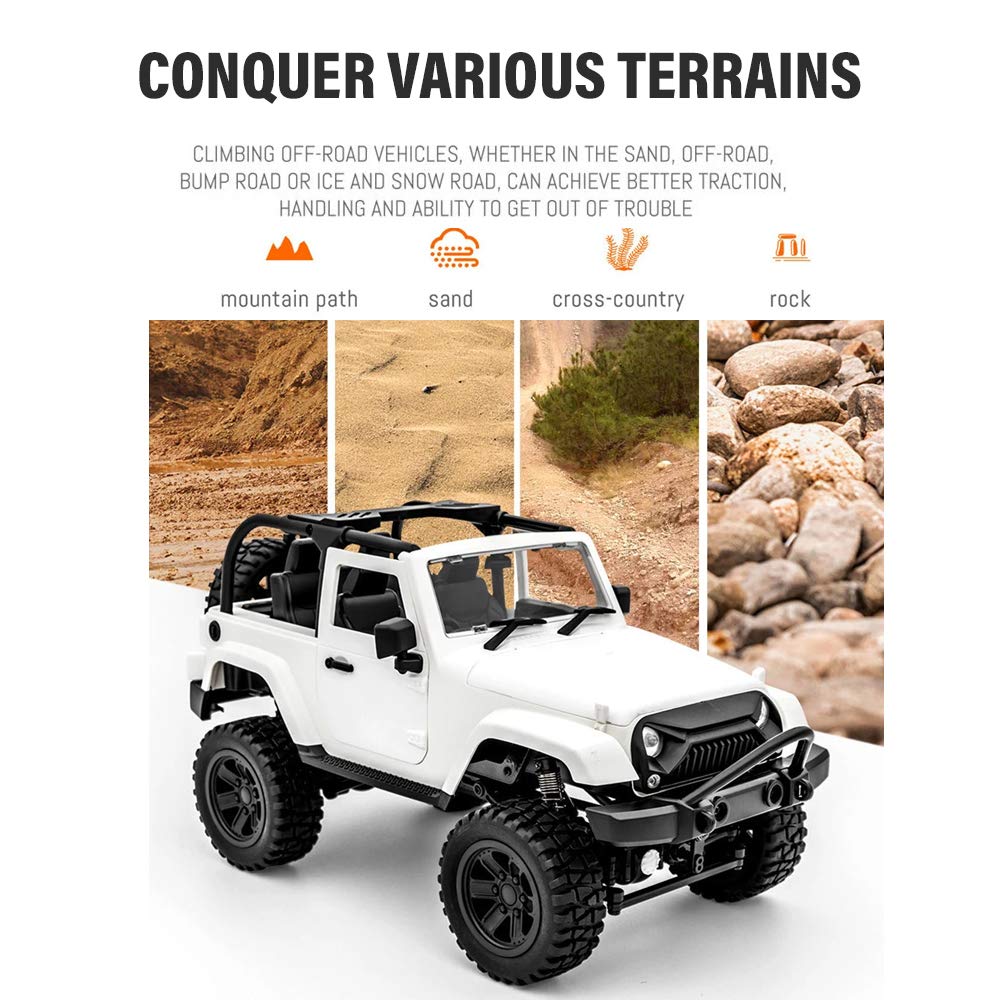 GoolRC f1 rc car, 1/14 Scale 2.4ghz Remote Control car, 4wd 30km/h high Speed Racing car, All terrains Off Road rc Monster Vehicle Truck Crawler with led Light for Kids and Adults (White Hardtop)