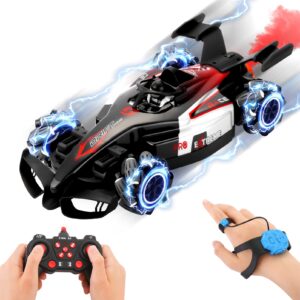 t.v.v.fashy high speed f1 rc drift car for kids ages 4-8, 4wd 2.4ghz 360 rotating rechargeable drift rc car for boys, light & music gesture sensing rc stunt car for boys age 8-12