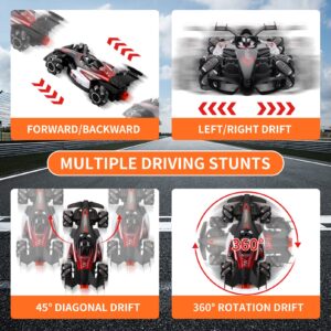 T.V.V.Fashy High Speed F1 RC Drift Car for Kids Ages 4-8, 4WD 2.4Ghz 360 Rotating Rechargeable Drift RC Car for Boys, Light & Music Gesture Sensing RC Stunt Car for Boys Age 8-12