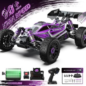 croboll 1:14 brushless fast rc cars for adults with independent esc,top speed 90+kph 4x4 hobby off-road rc truck,oil filled shocks remote control monster truck for boys(purple)