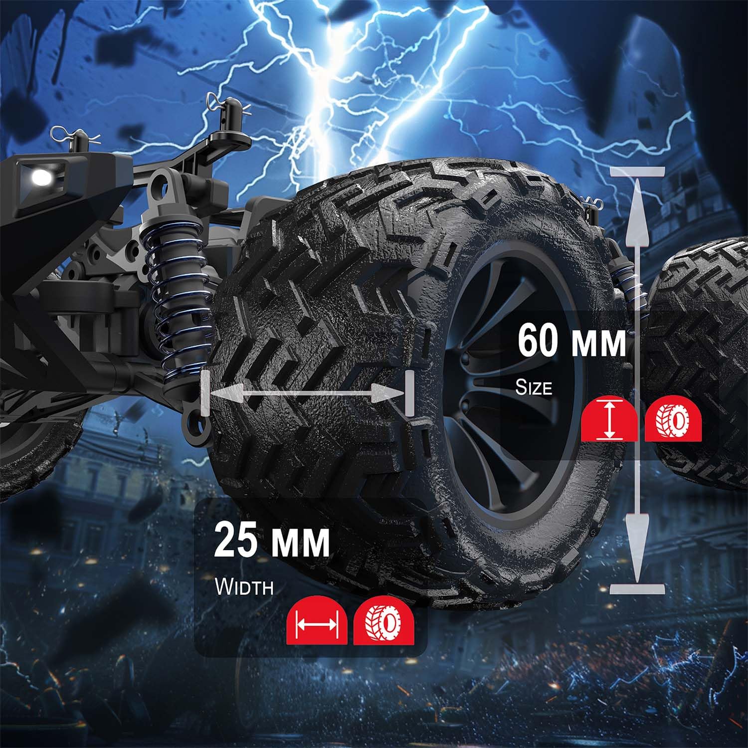 DEERC RC Cars High Speed Remote Control Car for Adults Kids 30+MPH, 1:16 Scales 4WD Off Road RC Monster Truck,Fast 2.4GHz All Terrains Toy Trucks Gifts for Boys,2 Batteries for 40Min Play