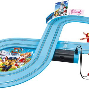 Carrera First Paw Patrol - Slot Car Race Track - Includes 2 Cars: Chase and Skye - Battery-Powered Beginner Racing Set for Kids Ages 3 Years and Up,