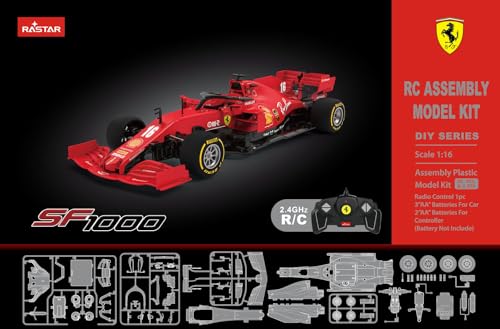 RASTAR RC Car Kits to Build 1/16 Scale Compatible with Ferrari SF 1000 RC Car Assembly Building Kit with Remote, 65pcs DIY, STEM Kits for Kids Ages 8+