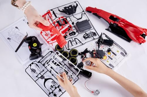 RASTAR RC Car Kits to Build 1/16 Scale Compatible with Ferrari SF 1000 RC Car Assembly Building Kit with Remote, 65pcs DIY, STEM Kits for Kids Ages 8+