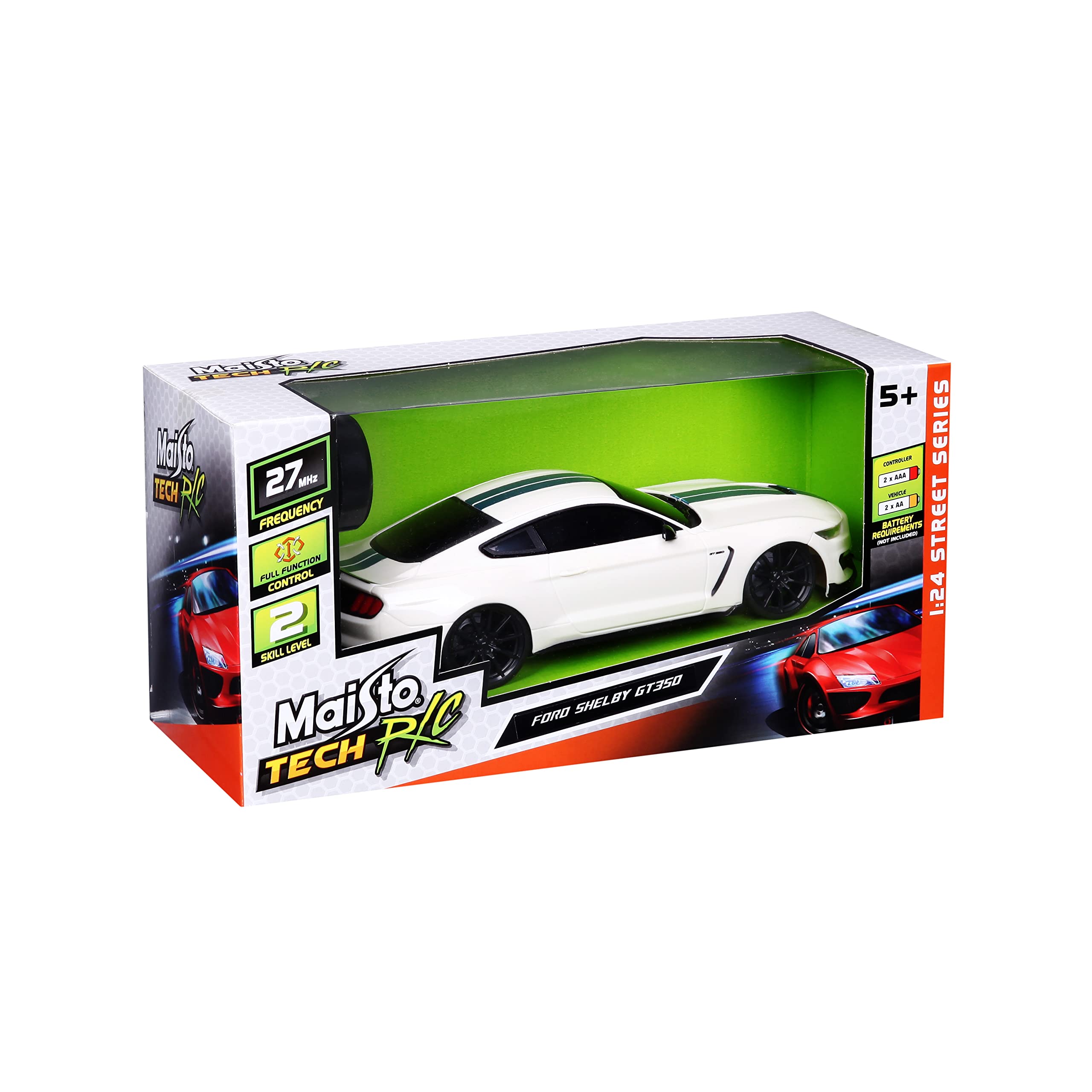 Maisto Tech R/C 1:24 Scale 2.4 GHz 2016 Ford Shelby GT350, White