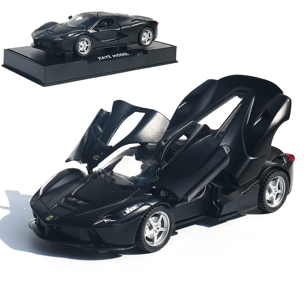 Compatible for 1:32 Ferrari Sportscar Race Car Model Toy for Kids Boy Girl or Adult Ideas Gift, Pull Back Toy Car Alloy Diecast Vehicle w/Sound & Light, for LaFerrari Lovers or Child (Black)