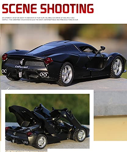 Compatible for 1:32 Ferrari Sportscar Race Car Model Toy for Kids Boy Girl or Adult Ideas Gift, Pull Back Toy Car Alloy Diecast Vehicle w/Sound & Light, for LaFerrari Lovers or Child (Black)