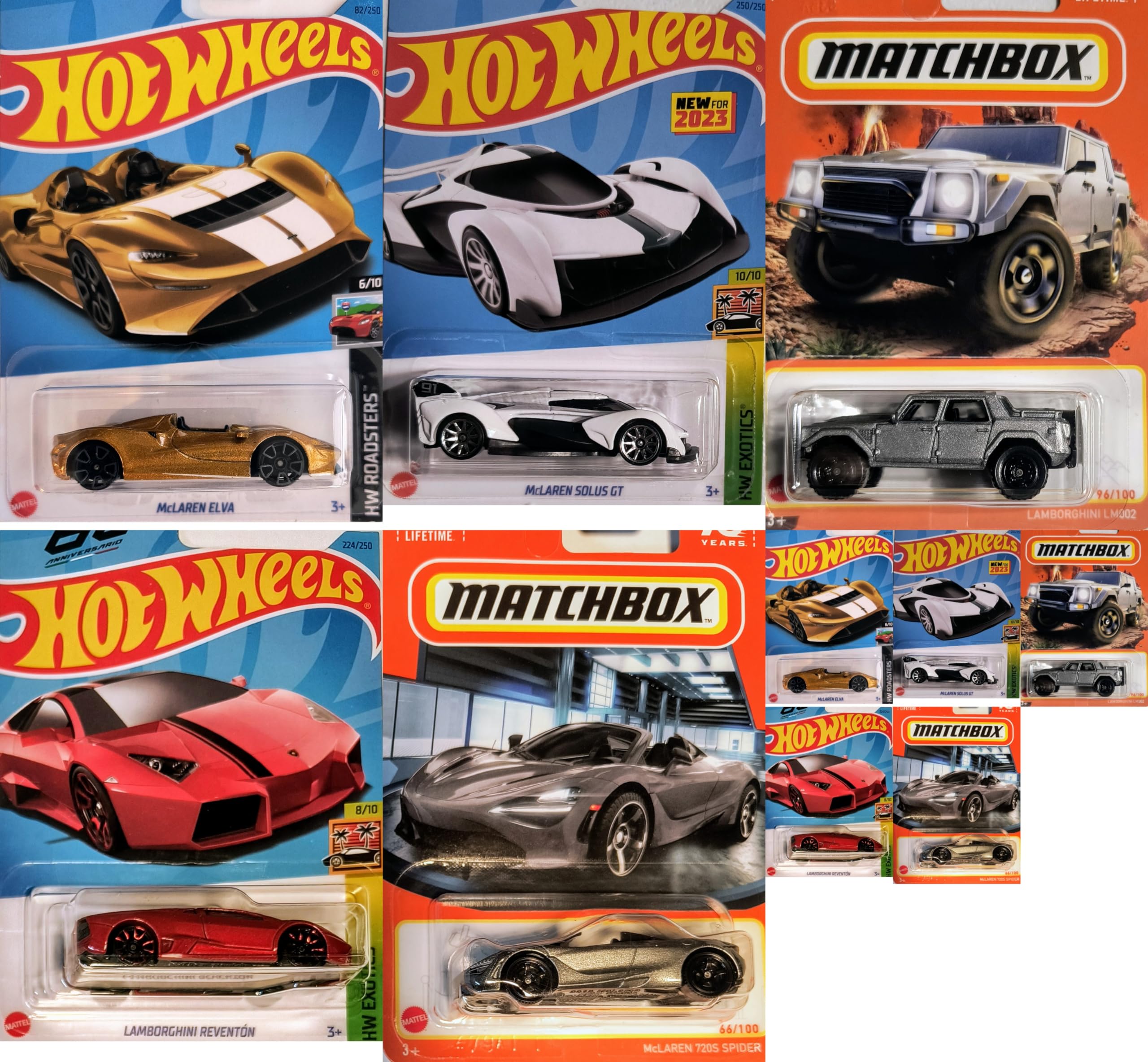 Hot Wheels Matchbox Lamborghini and McLaren 5 Car Bundle Set Version 2