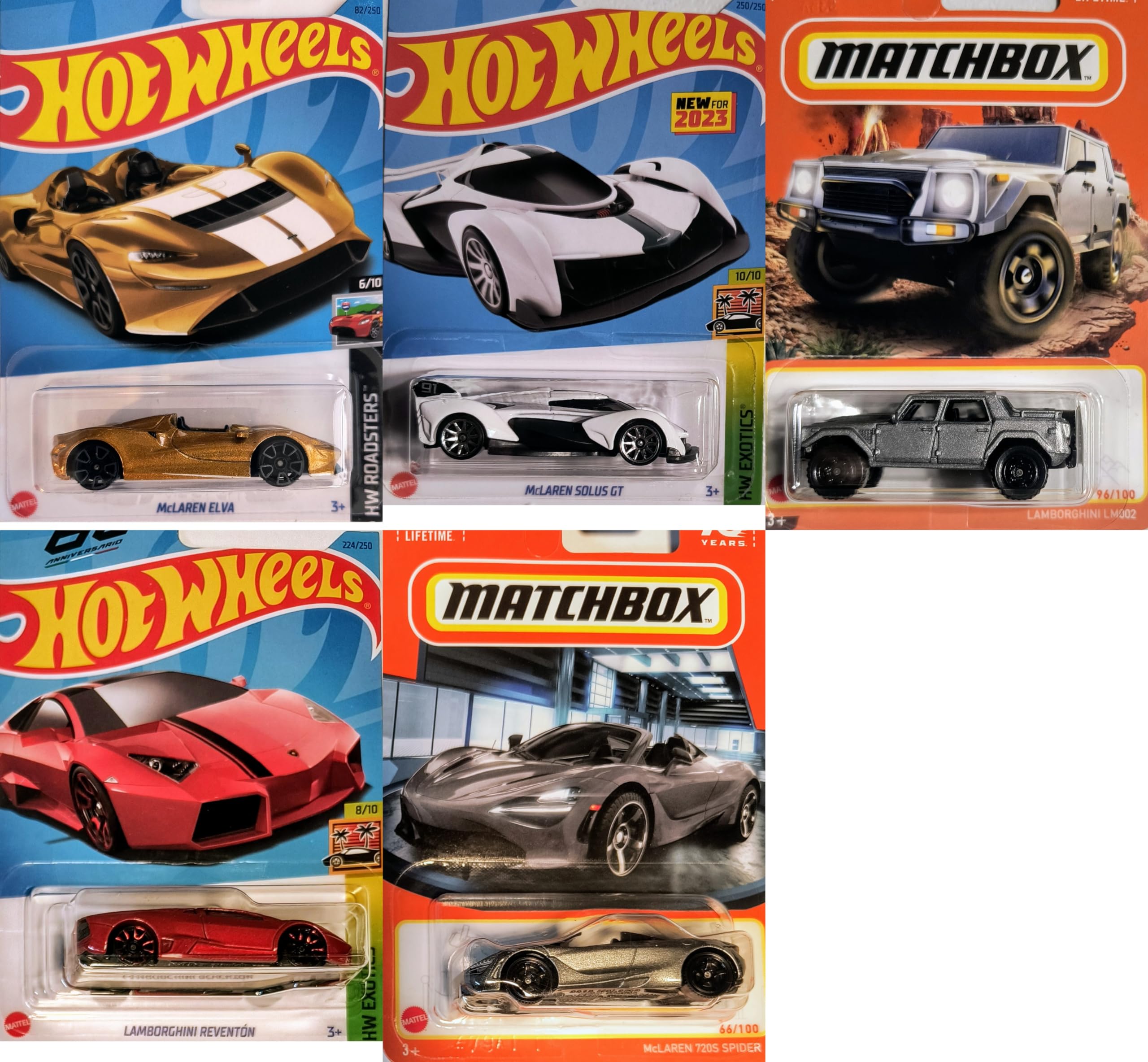 Hot Wheels Matchbox Lamborghini and McLaren 5 Car Bundle Set Version 2