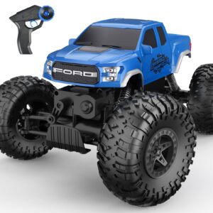 double e ford raptor f150 rc car 4wd monster trucks for boys,11 inches off road crawler vehicle rc truck toy gift for boys girls 6 7 8-12 years-blue