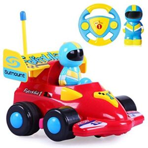 powertrc rc remote control formula racing car with racing driver action figure for boys & girls (red)