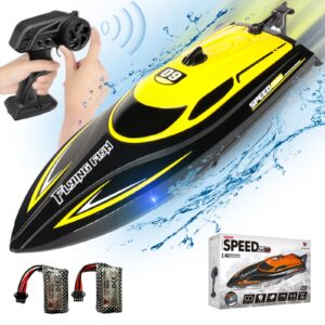 ranfly rc boat with 2 rechargeable battery, 20+ mph fast remote control boat for pools and lakes, 2.4g rc boats pool toys for adults and kid