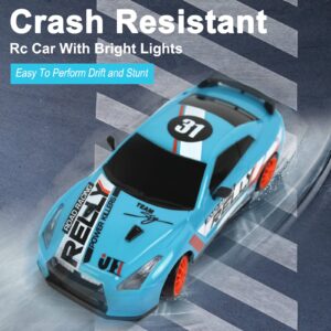 Remote Control Car RC Drift Car 2.4GHz 1:24 Scale 4WD 15KM/H High Speed Model Vehicle LED Lights Drifting Tire Racing Sport Toy Car for Adult Boy Girl Kid Gift 2Pcs Rechargeable Batterie