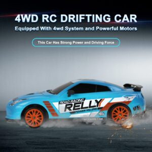 Remote Control Car RC Drift Car 2.4GHz 1:24 Scale 4WD 15KM/H High Speed Model Vehicle LED Lights Drifting Tire Racing Sport Toy Car for Adult Boy Girl Kid Gift 2Pcs Rechargeable Batterie