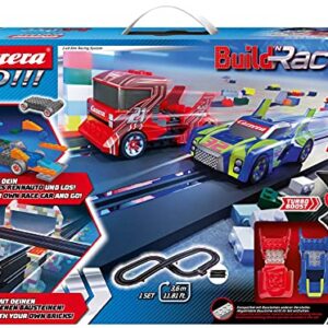 Carrera GO!!! Build 'N Race 62529 Racing Set 3.6 Electric Powered Slot Car Racing Kids Toy Blocks Race Track Set Includes 2 Hand Controllers and 2 Cars in 1:43 Scale