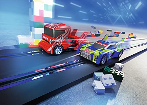 Carrera GO!!! Build 'N Race 62529 Racing Set 3.6 Electric Powered Slot Car Racing Kids Toy Blocks Race Track Set Includes 2 Hand Controllers and 2 Cars in 1:43 Scale