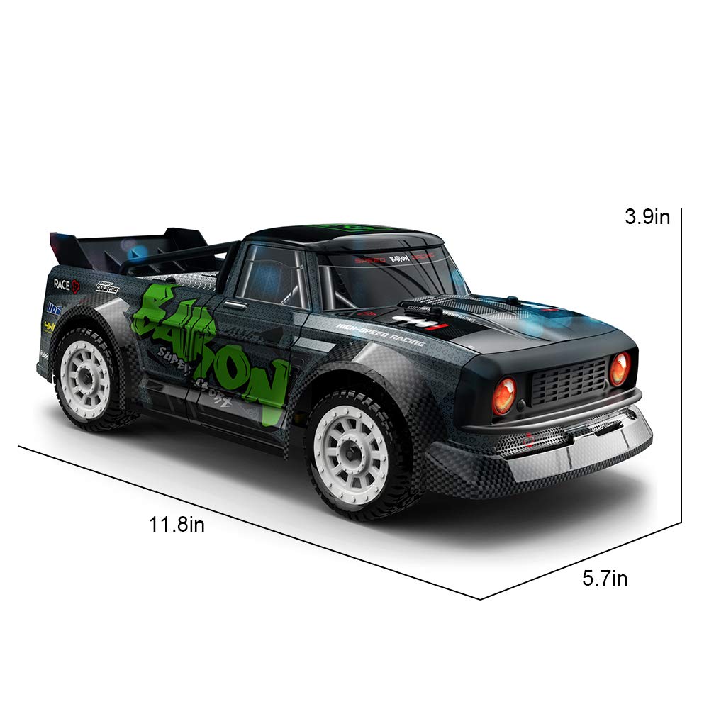 fisca 1/16 Remote Control High Speed Car, 4WD RC Drifting Racing Cars Fast 20MPH Truck 2.4Ghz Off-Road 4X4 Buggy Car Speed & Steering Control Vehicle Toy with Lights for Kids and Adults