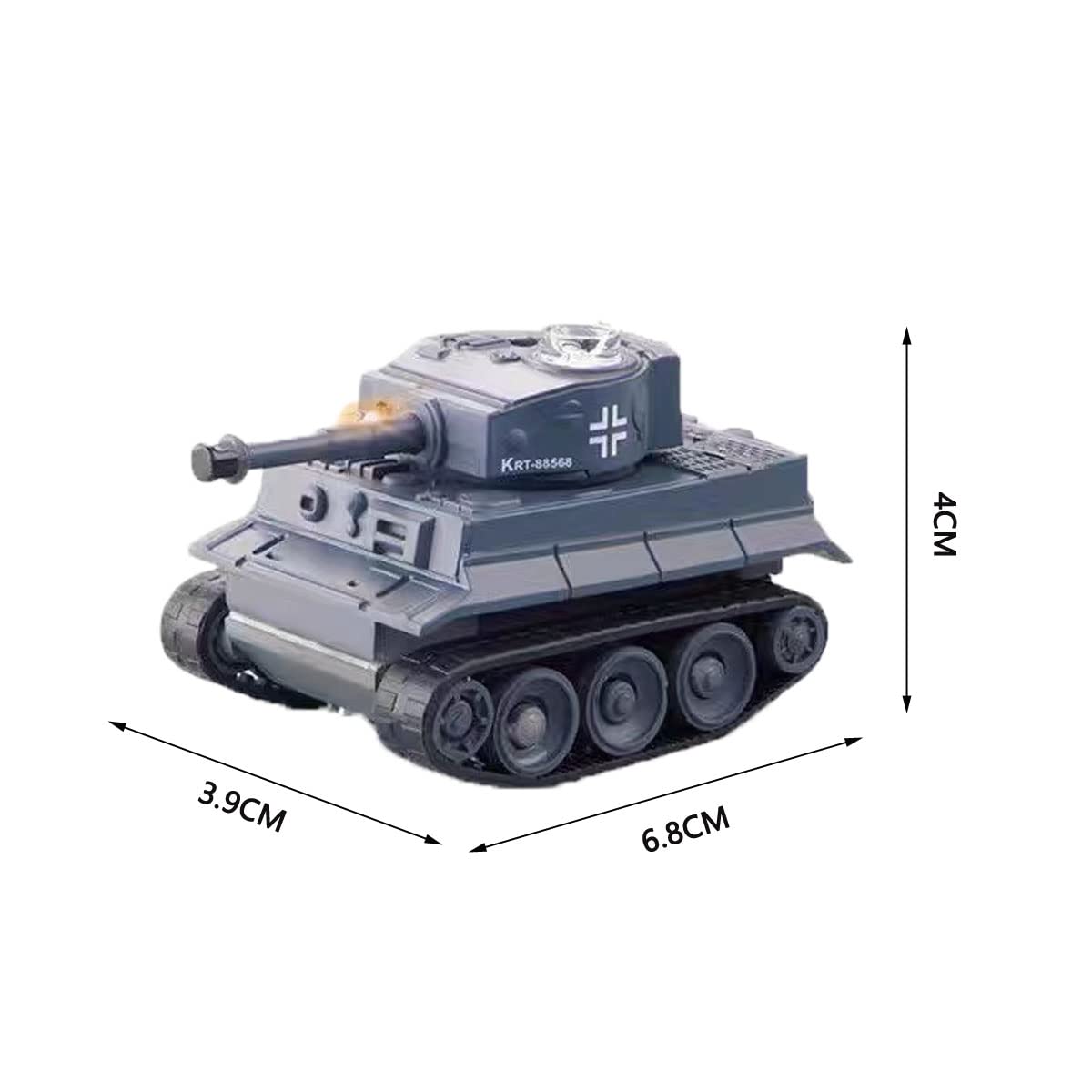 Mini German WW2 Tiger Battle Tank Gray RC 1/72 Scale Model IR Remote Control Military Vehicle with LED