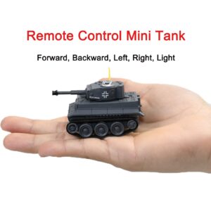 Mini German WW2 Tiger Battle Tank Gray RC 1/72 Scale Model IR Remote Control Military Vehicle with LED