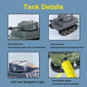 Mini German WW2 Tiger Battle Tank Gray RC 1/72 Scale Model IR Remote Control Military Vehicle with LED