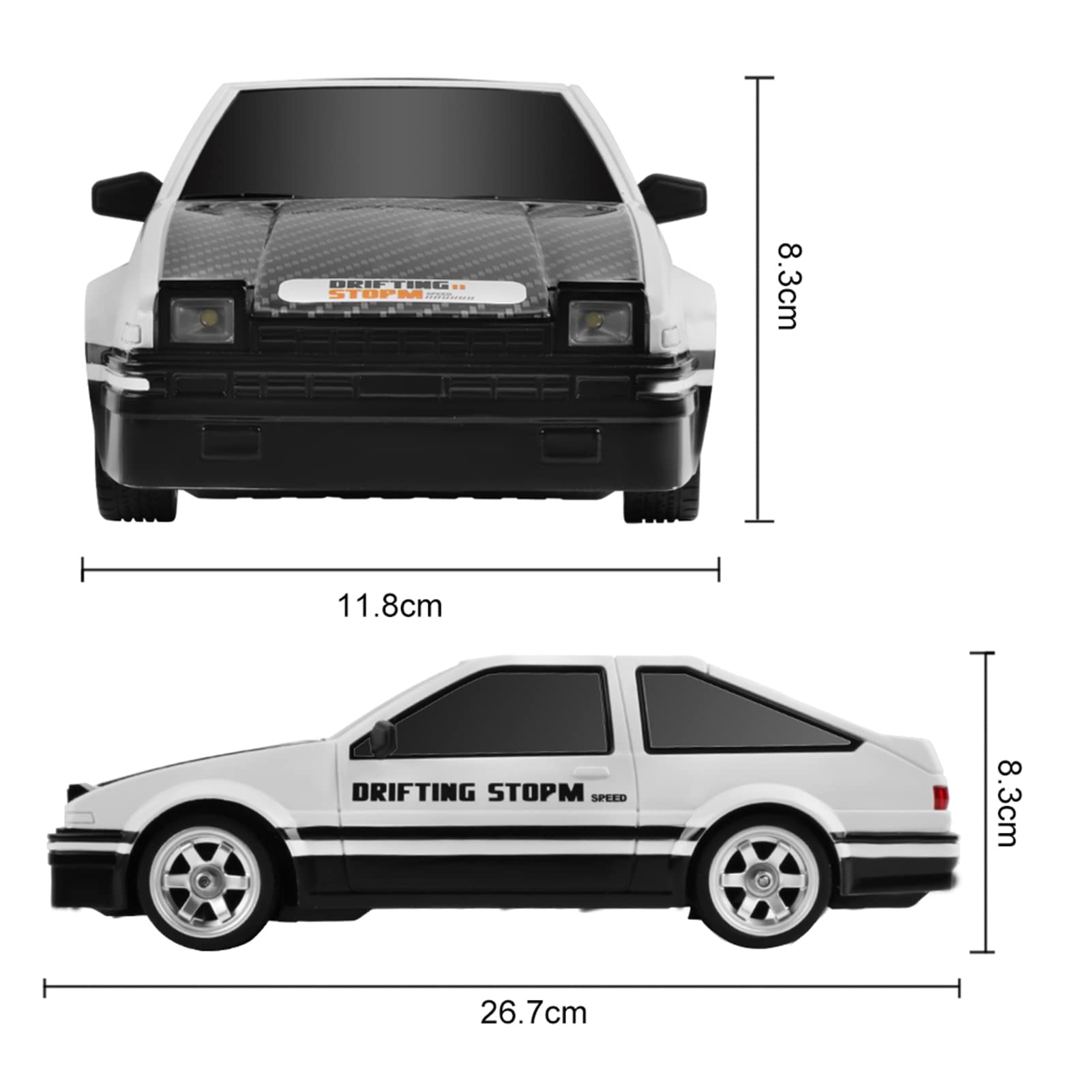 GoolRC RC Drift Car, 1:16 Scale Remote Control Car, 4WD RC Cars, 30KM/H High Speed RC Racing Car with LED Lights, and Drifting Tire for Kids and Adults (White)