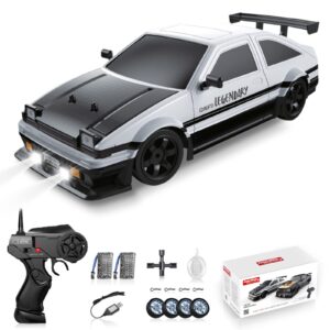 sakeye rc drift car 2.4ghz 1:16 scale 4wd high speed remote control cars vehicle with led lights two batteries and drifting tires racing sport toy cars for adults boys girls kids gift