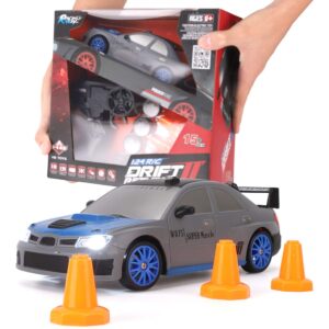 Liberty Imports RC Drift Car 1/24 2.4GHz 4WD Remote Control Sport Racing On-Road Vehicle with LED Light, Batteries and Drift Tires (Silver)