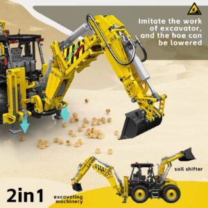 Mould King 17036 Excavator and Bulldozer 2 in 1, RC Bulldozer Building Set for Boys, APP Remote Control Truck Construction Vehicles Model with Motors, Gift Toy for Kids, 2239 Pieces