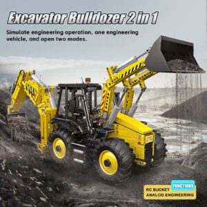 Mould King 17036 Excavator and Bulldozer 2 in 1, RC Bulldozer Building Set for Boys, APP Remote Control Truck Construction Vehicles Model with Motors, Gift Toy for Kids, 2239 Pieces