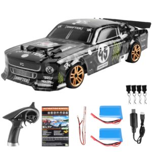 goolrc rc drift car, 1:18 scale remote control car, 2.4ghz 4wd 30km/h high speed rc racing car with led light strip and 2 batteries for adults and kids