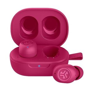 jlab jbuds mini true wireless bluetooth earbuds + charging case, hot pink, ip55 sweat and dust proof, bluetooth multipoint, be aware audio, 3 eq sound settings, crystal clear calls