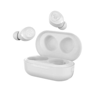 jlab jbuds air true wireless signature bluetooth earbuds + charging case, white, ip55 sweat resistance, bluetooth 5.0 connection, 3 eq sound settings signature, balanced, bass boost