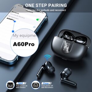 Wireless Earbuds, 2023 Wireless Headphones HiFi Stereo Earphones with 4 ENC Noise Canceling Mic, 42Hs Playtime In Ear Earbud, Bluetooth 5.3 Sport Earphones with LED Power Display for Android iOS Black