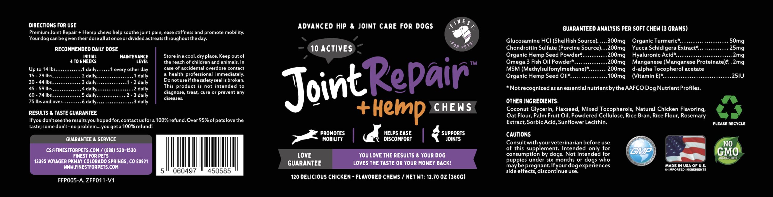 Advanced Joint Repair + Hemp Hip & Joint Health Supplement for Dogs - Relieves Arthritis, Pain & Inflammation, Improve Mobility, Extra Strength Soft Chew Treats with Glucosamine, Chondroitin & MSM