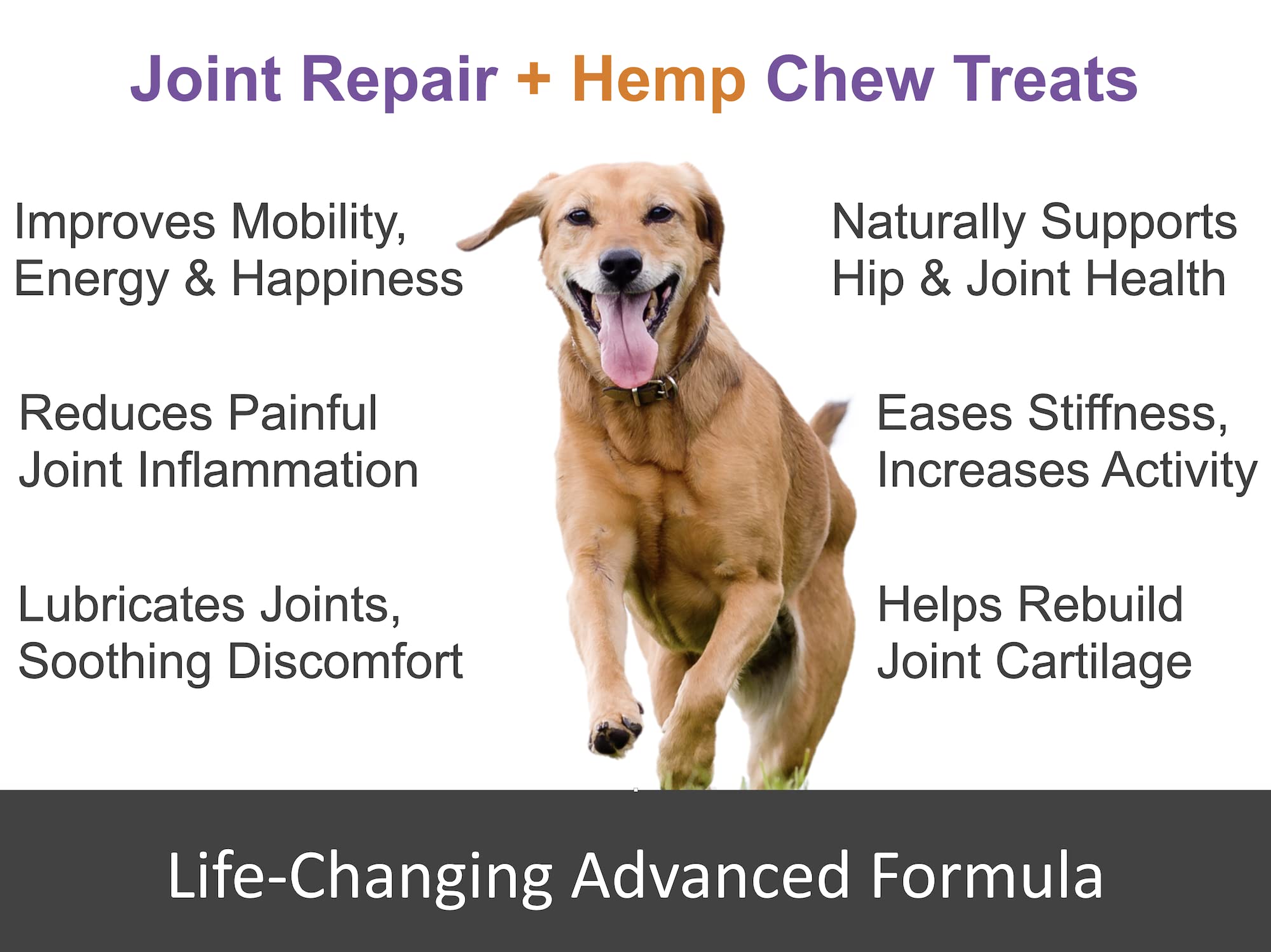 Advanced Joint Repair + Hemp Hip & Joint Health Supplement for Dogs - Relieves Arthritis, Pain & Inflammation, Improve Mobility, Extra Strength Soft Chew Treats with Glucosamine, Chondroitin & MSM