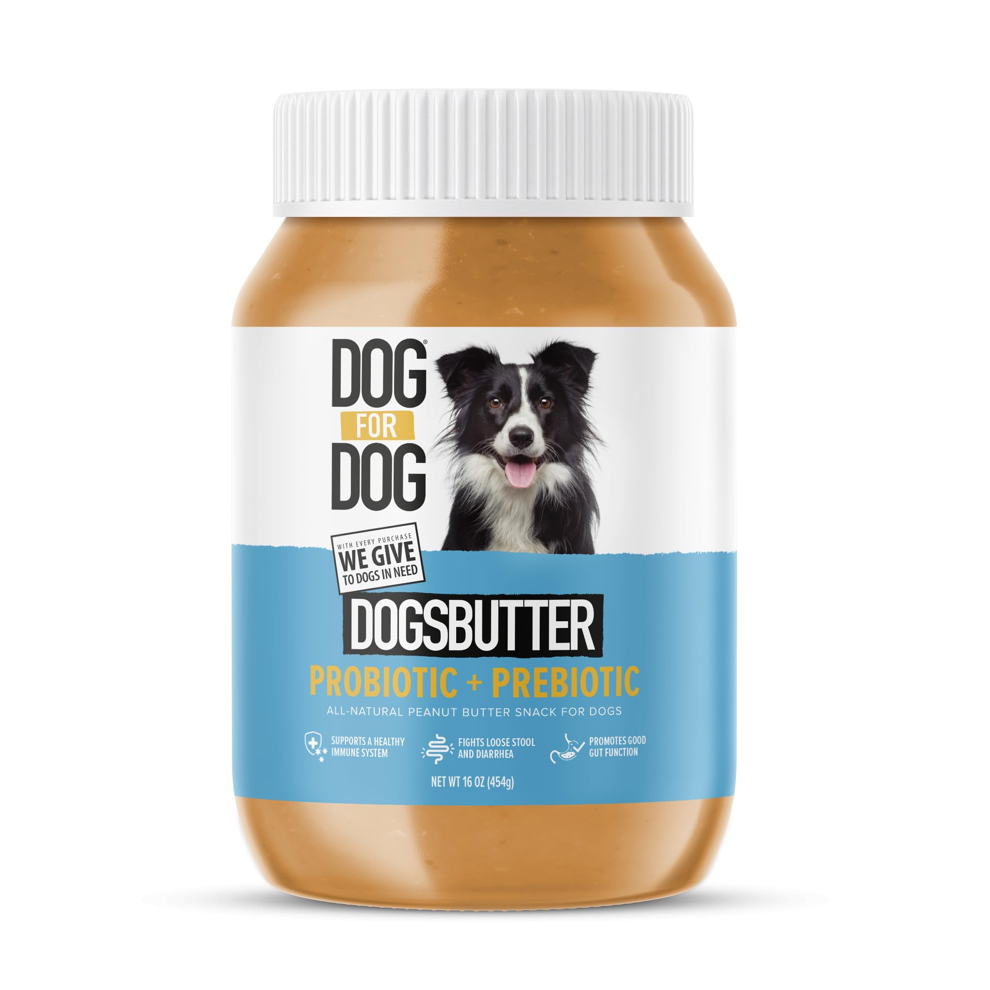 Dog for Dog Peanut Butter with Prebiotic & Probiotics for Dog | Dog Friendly Peanut Butter Treats Improves Immune System & Gut Health | Dog Probiotic Calming Treats for Itchy Skin - Made in The USA