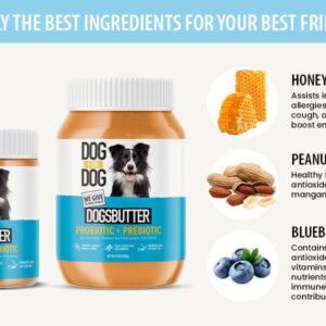 Dog for Dog Peanut Butter with Prebiotic & Probiotics for Dog | Dog Friendly Peanut Butter Treats Improves Immune System & Gut Health | Dog Probiotic Calming Treats for Itchy Skin - Made in The USA