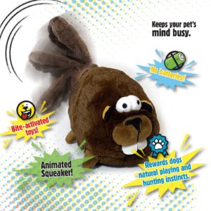 goDog Action Plush Beaver Animated Squeaky Dog Toy, Chew Guard Technology - Brown, One Size