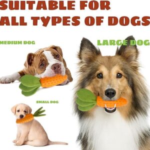 Cooway Dog Chew Toy, Carrot Dog Squeaky Toys for Aggressive Chewers & Latex Dinosaur Dog Toys, Natural Rubber Milk-Flavored Dog Teeth-Cleaning Toy for Puppy small Medium Large Dogs (Orange)